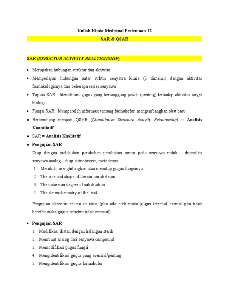 Pert 12 SAR & QSAR | PDF