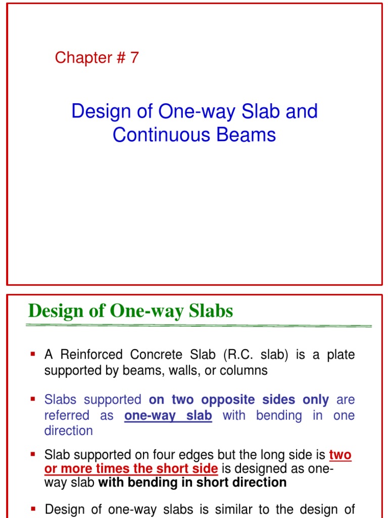 Chapter # 7 - Design of One Way Slabs | PDF | Beam (Structure) | Bending