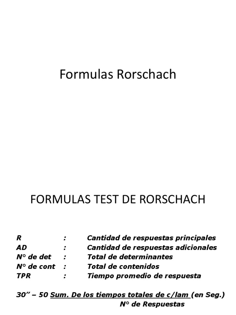 Formulas Rorschach | PDF