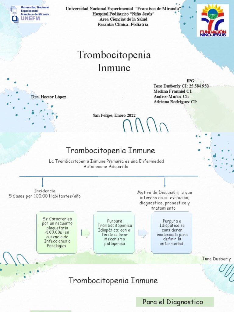 Trombocitopenia Inmune Primaria: Diagnóstico y Tratamiento | PDF ...