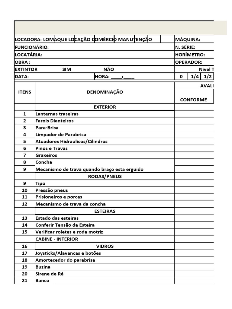 Check List EM BRANCO | PDF