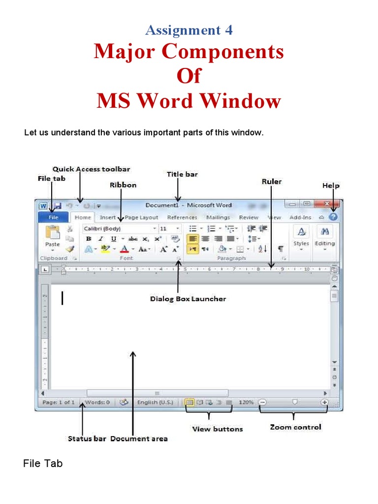 Assignment 4 All Components of MS Word (Quadrieme Assignment) | PDF ...