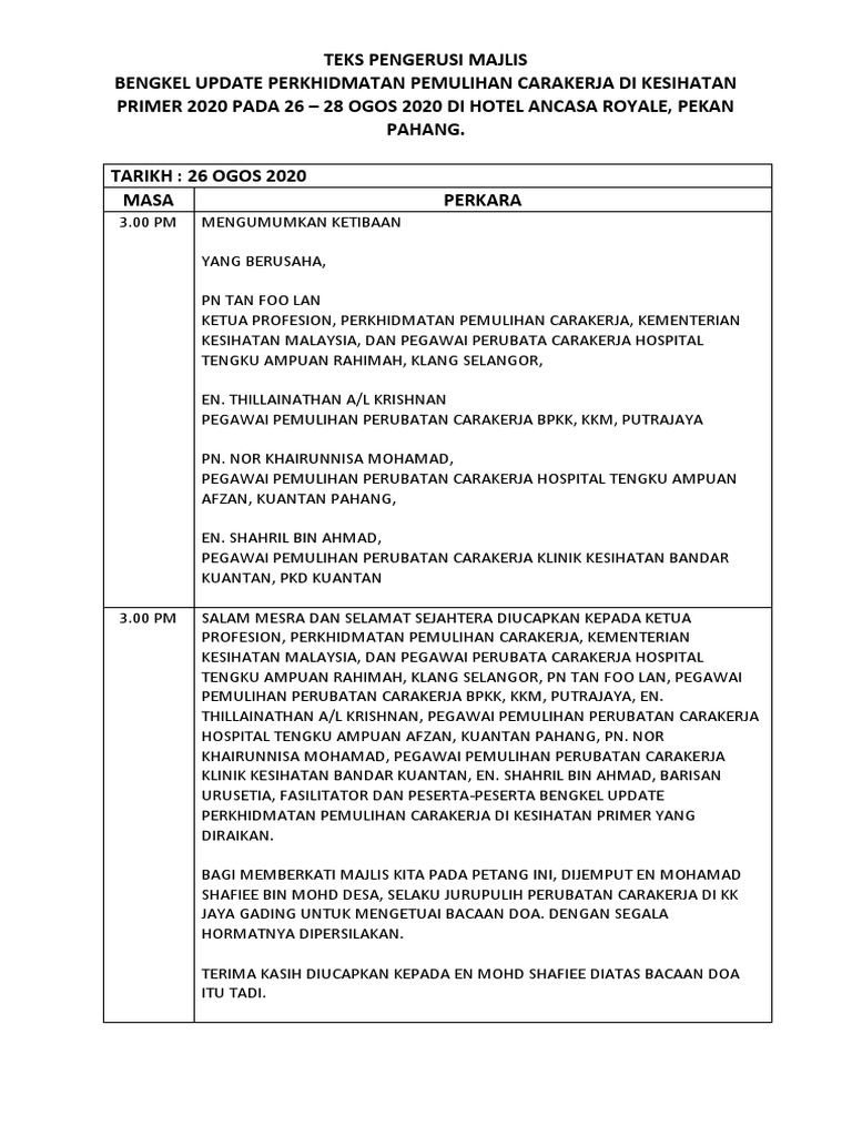 Teks Pengerusi Majlis | PDF