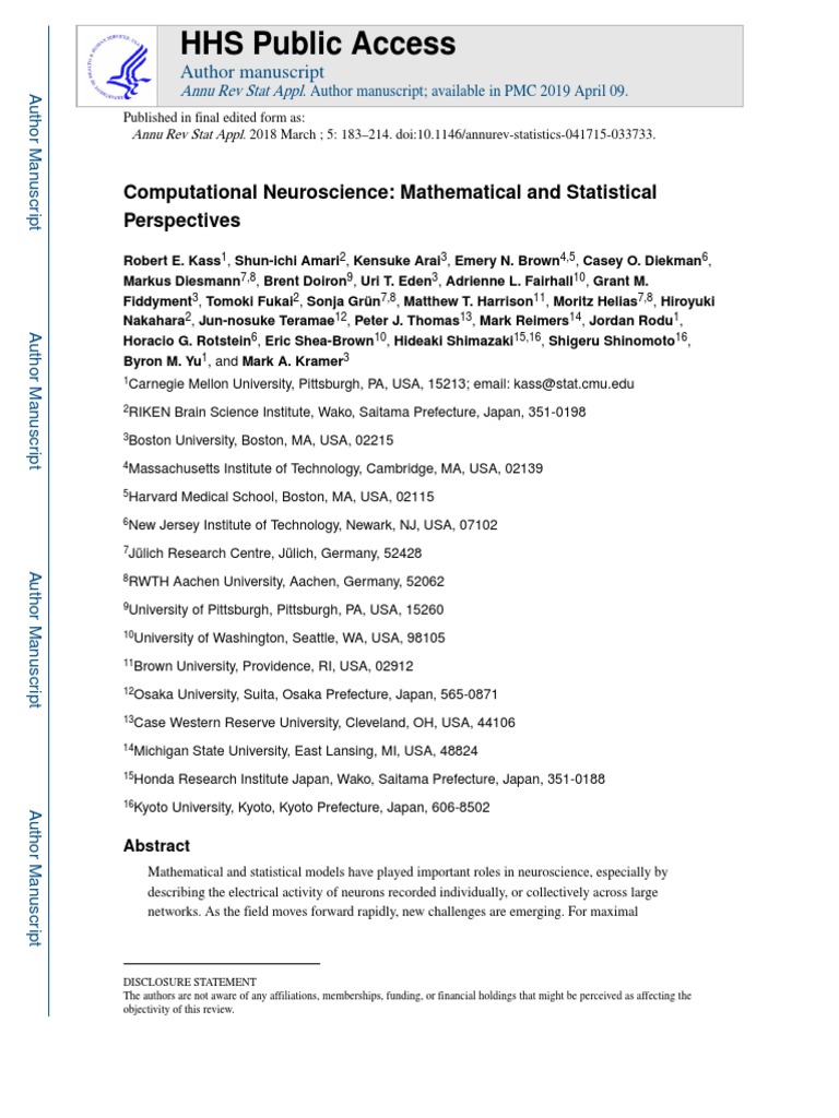 Computational Neuroscience | PDF | Action Potential | Nervous System Computational Neuroscience | PDF | Action Potential | Nervous System