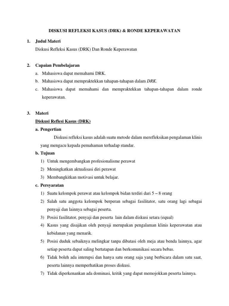DRK Dan Ronde Keperawatan | PDF