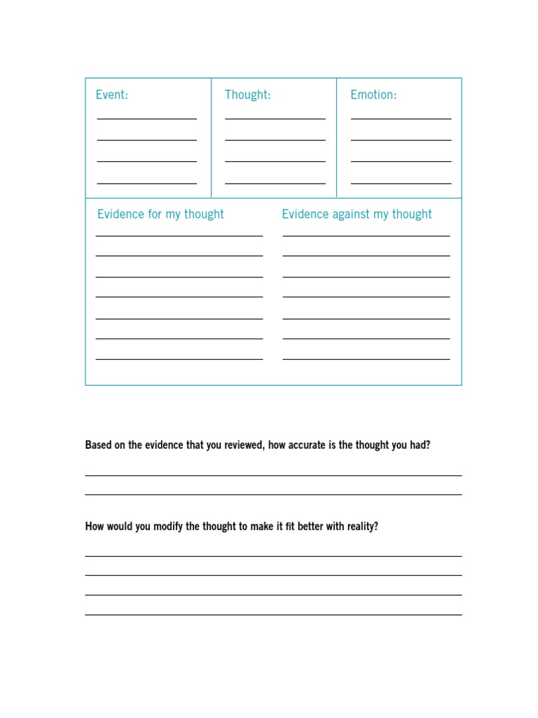 CBT Challenging Your Thoughts2 | PDF