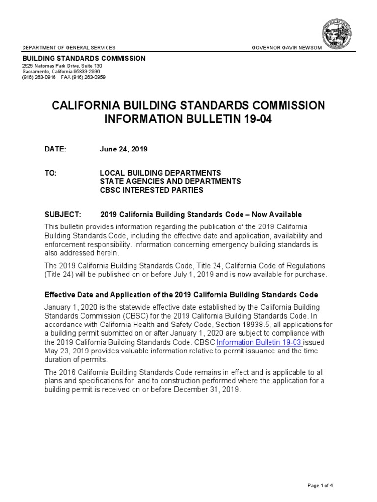 California Building Standards Commission Information Bulletin 19-04 ...