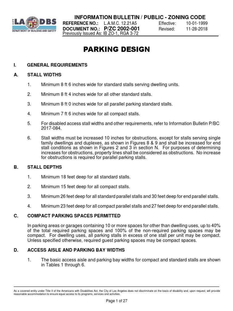 Parking Design: Information Bulletin / Public - Zoning Code | PDF ...