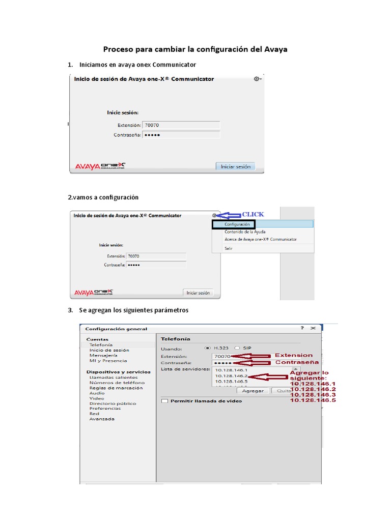 Proceso para Cambiar La Configuración Del Avaya | PDF