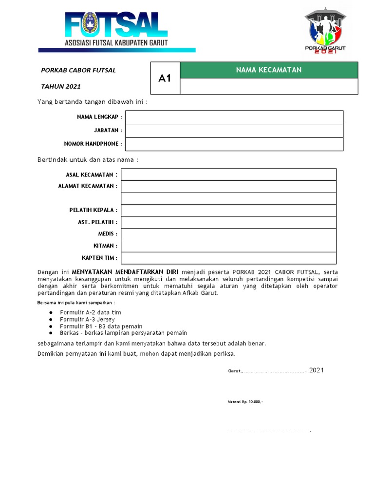 Formulir Tim Porkab | PDF