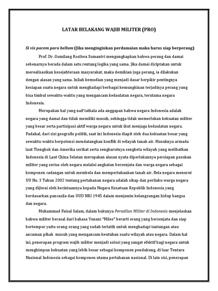 Pentingnya Wajib Militer di Indonesia | PDF | Ilmu Sosial