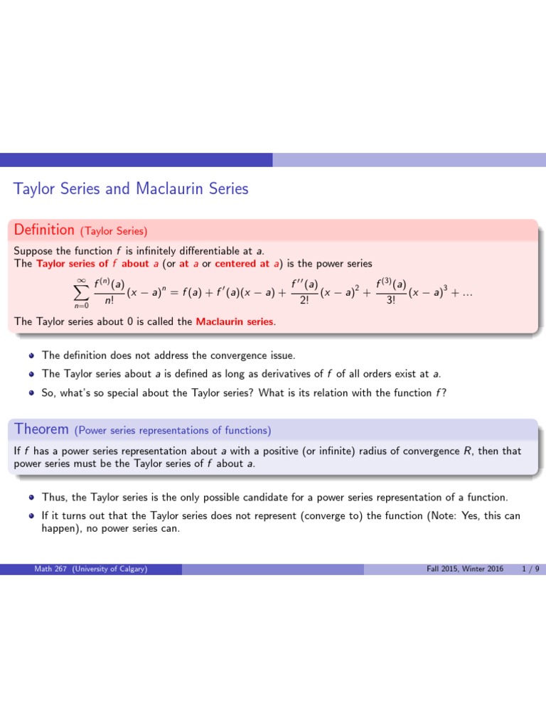 Taylor Series and Maclaurin Series: Theorem | PDF | Power Series ...