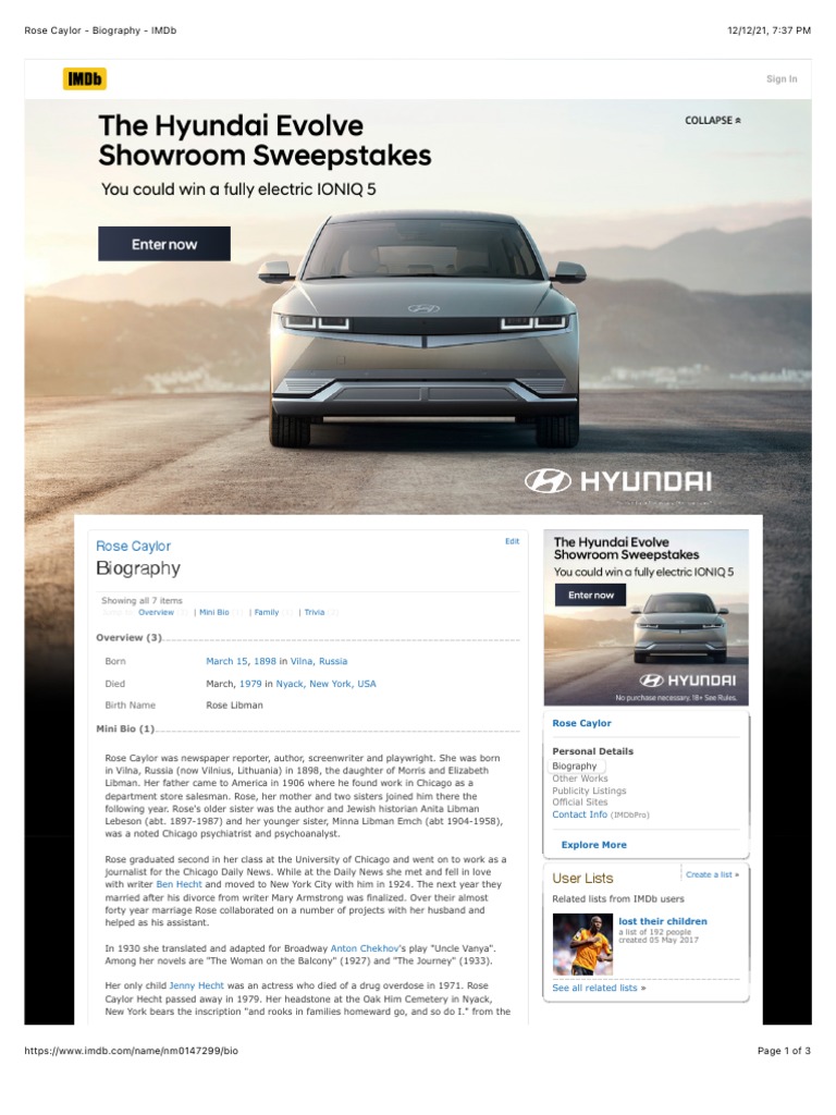 Rose Caylor - Biography - IMDb | PDF