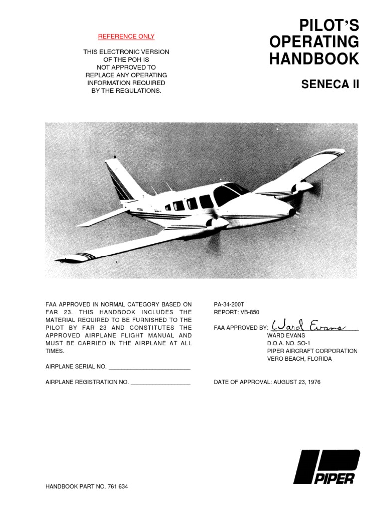 Piper PA-34-200T Seneca II POH | PDF | Aircraft | Transport