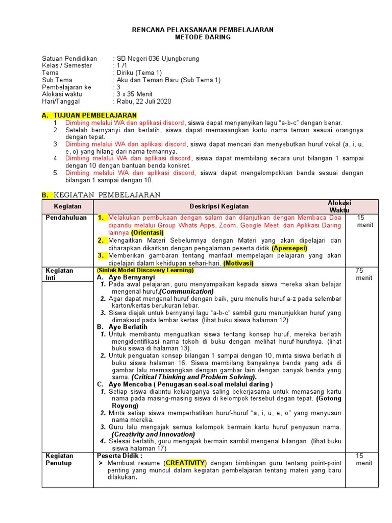 Kegiatan Pembelajaran: (Sintak Model Discovery Learning) | PDF