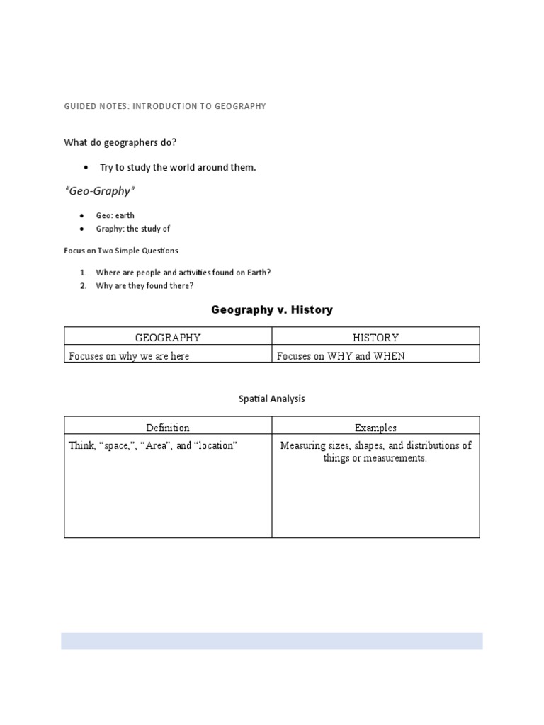 "Geo-Graphy": Guided Notes: Introduction To Geography | Download Free ...