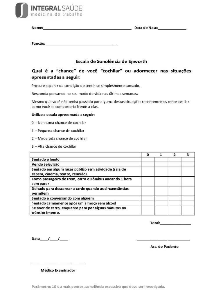 Escala de Epworth | PDF