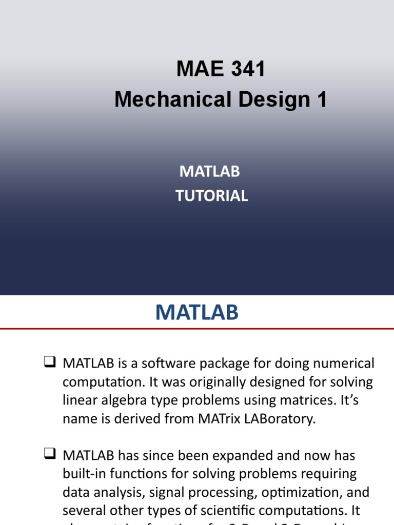Matlab Tutorial For Cam Design | PDF | Matrix (Mathematics) | Matlab