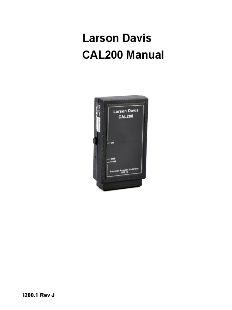 Larson Davis CAL200 Manual: Appendix | PDF | Calibration | Microphone