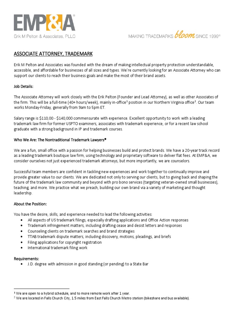 2022 Job Posting - Associate Attorney at Erik M Pelton & Associates ...
