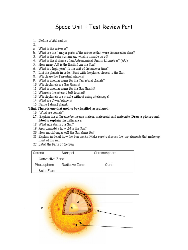 Earth In The Universe Unit Test – OPGCE