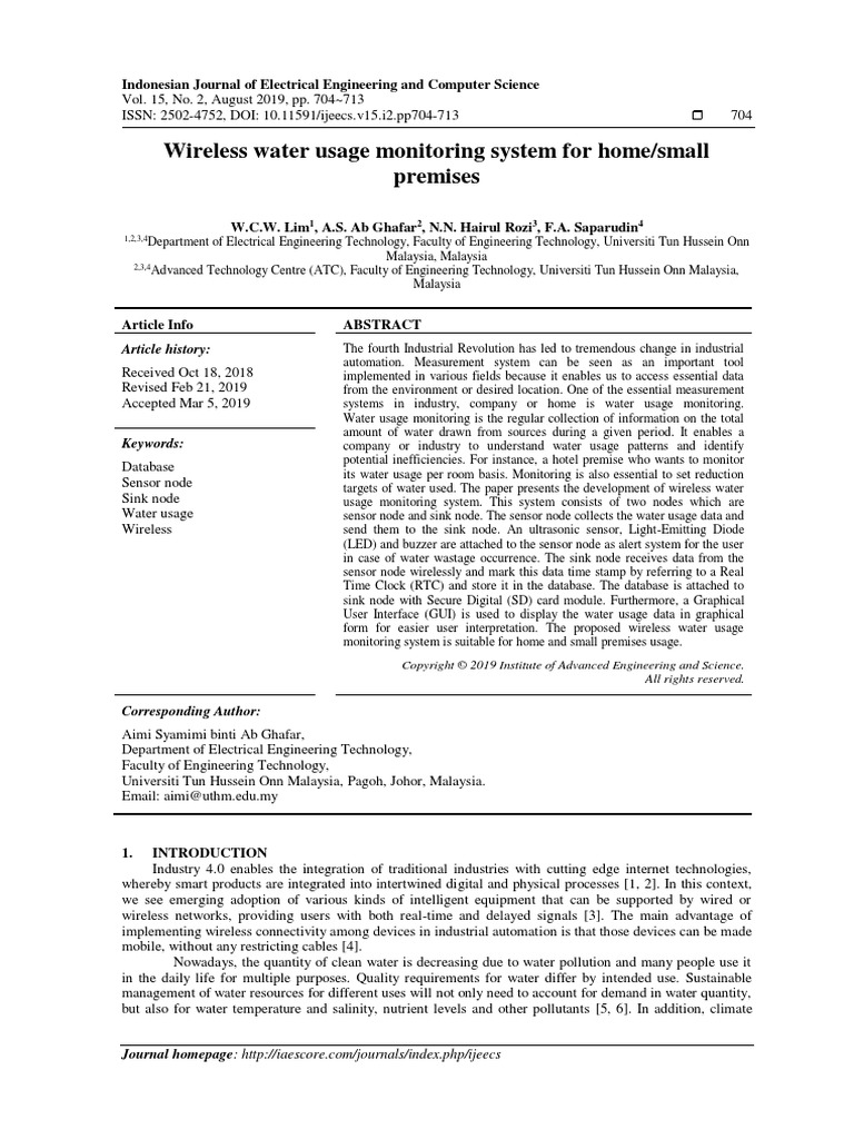 Wireless Water Usage Monitoring System For Home SM | PDF | Water ...