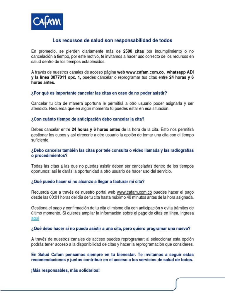 Cancela Tu Cita A Tiempo | PDF Cancela Tu Cita A Tiempo | PDF