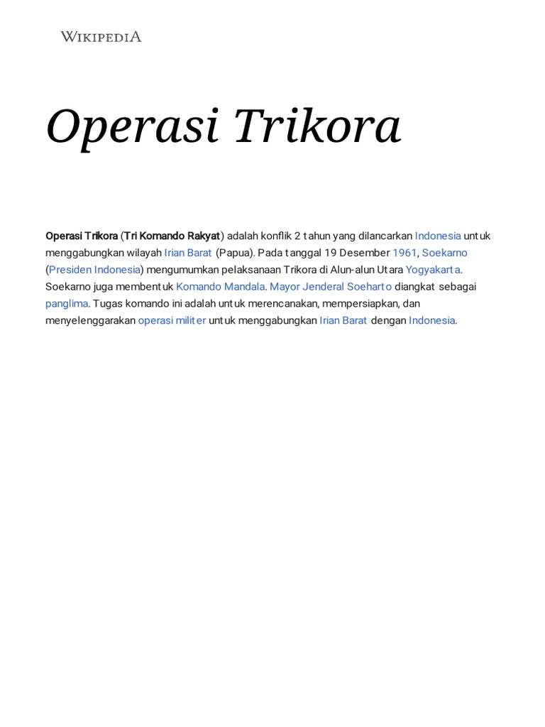 Operasi Trikora - Wikipedia Bahasa Indonesia, Ensiklopedia Bebas | PDF