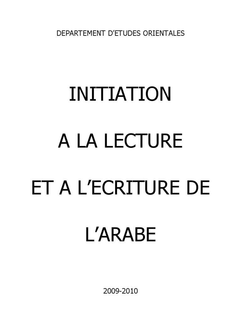 Initiation Arabe 2009-2010 | PDF