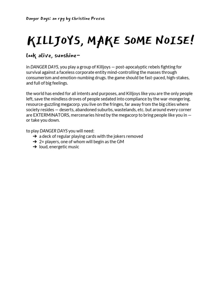 Killjoys, Make Some Noise!: Look Alive, Sunshine | PDF