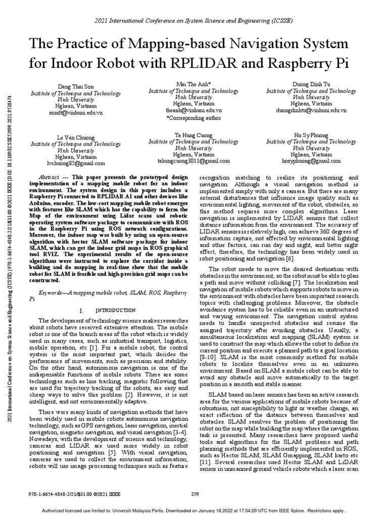 The Practice of Mapping-Based Navigation System For Indoor Robot With ...