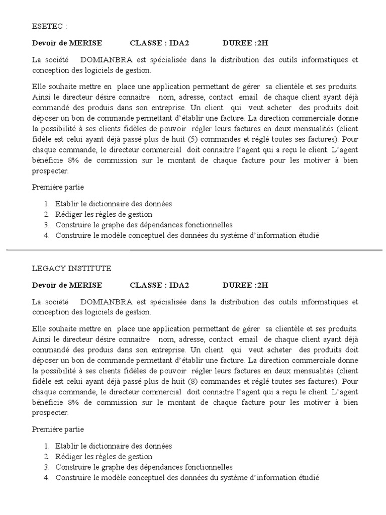 Exercice Merise Ida5 | PDF