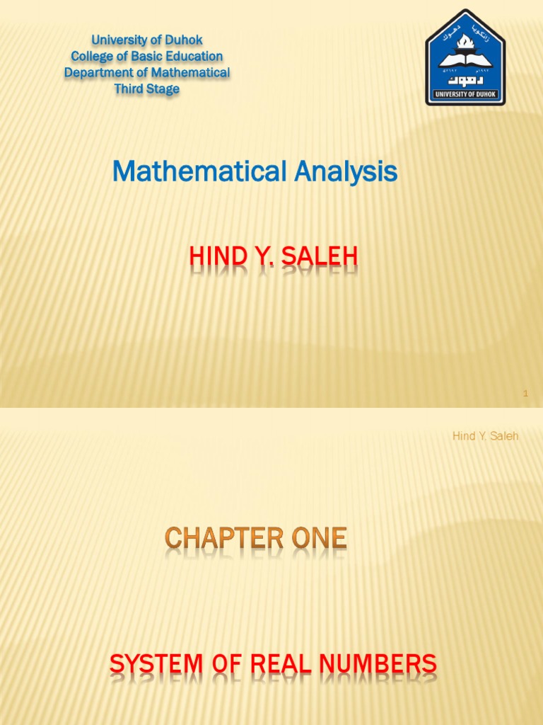 Chapter One (System of Real Numbers) ... 2.1 | PDF | Real Number ...