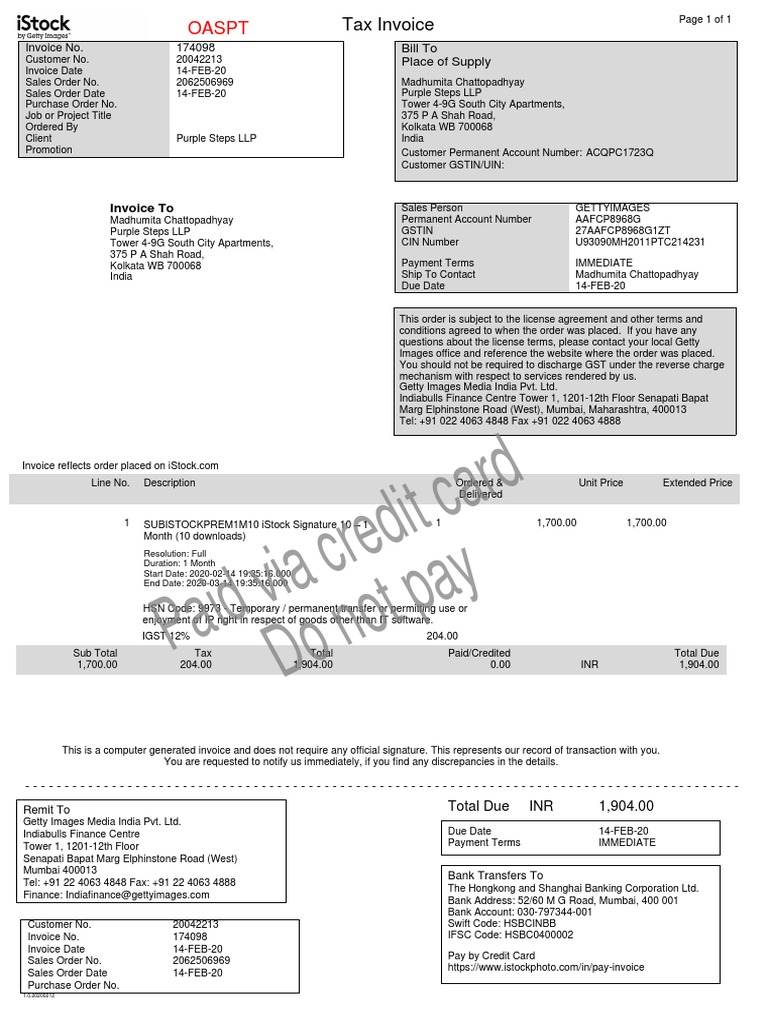 iStock Invoice for Purple Steps LLP | PDF | Invoice | Money