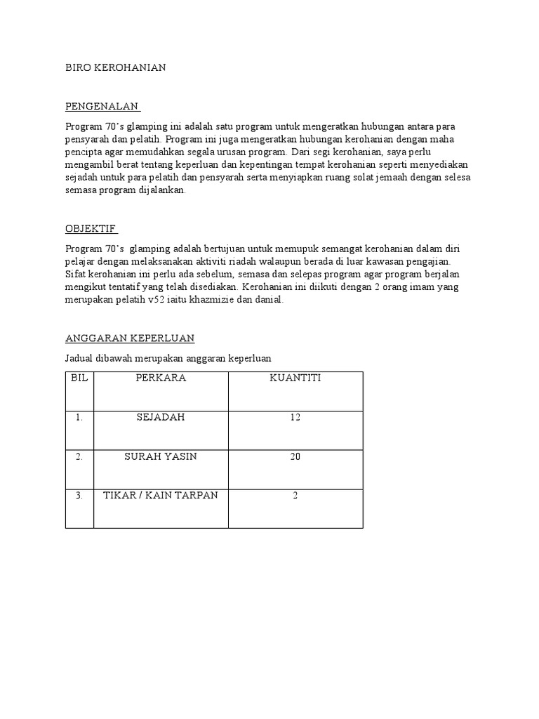 Kertas Cadangan Biro Kerohanian | PDF