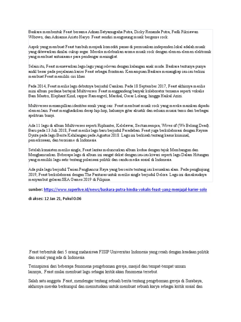 Biografi Feast | PDF | Ilmu Sosial | Seni