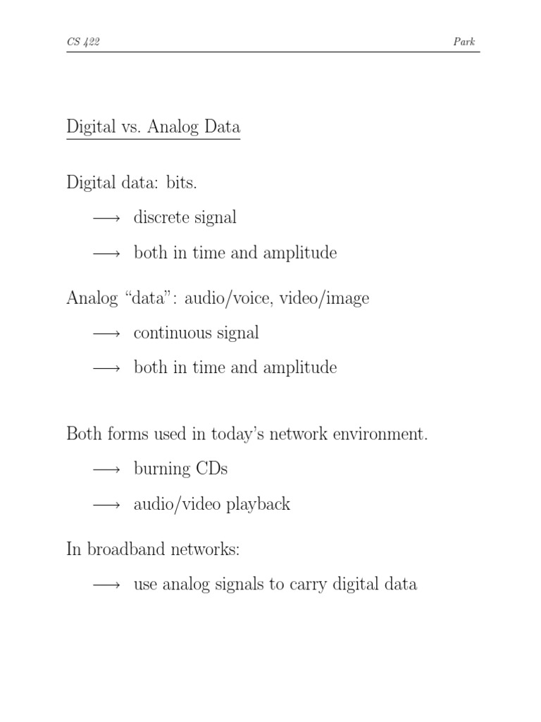 Digital vs. Analog Data: Discrete Signal Both in Time and Amplitude ...