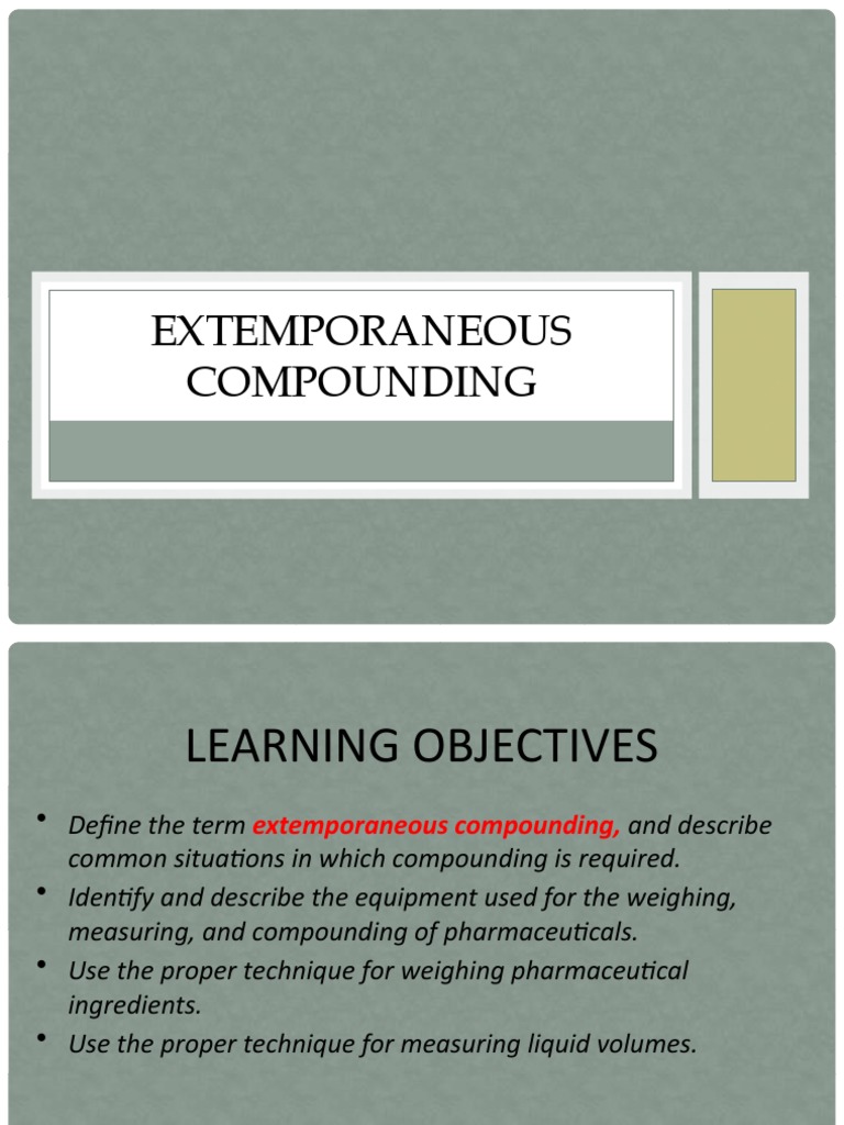 Lesson 4 Extemporaneous Compounding | PDF | Emulsion | Topical Medication