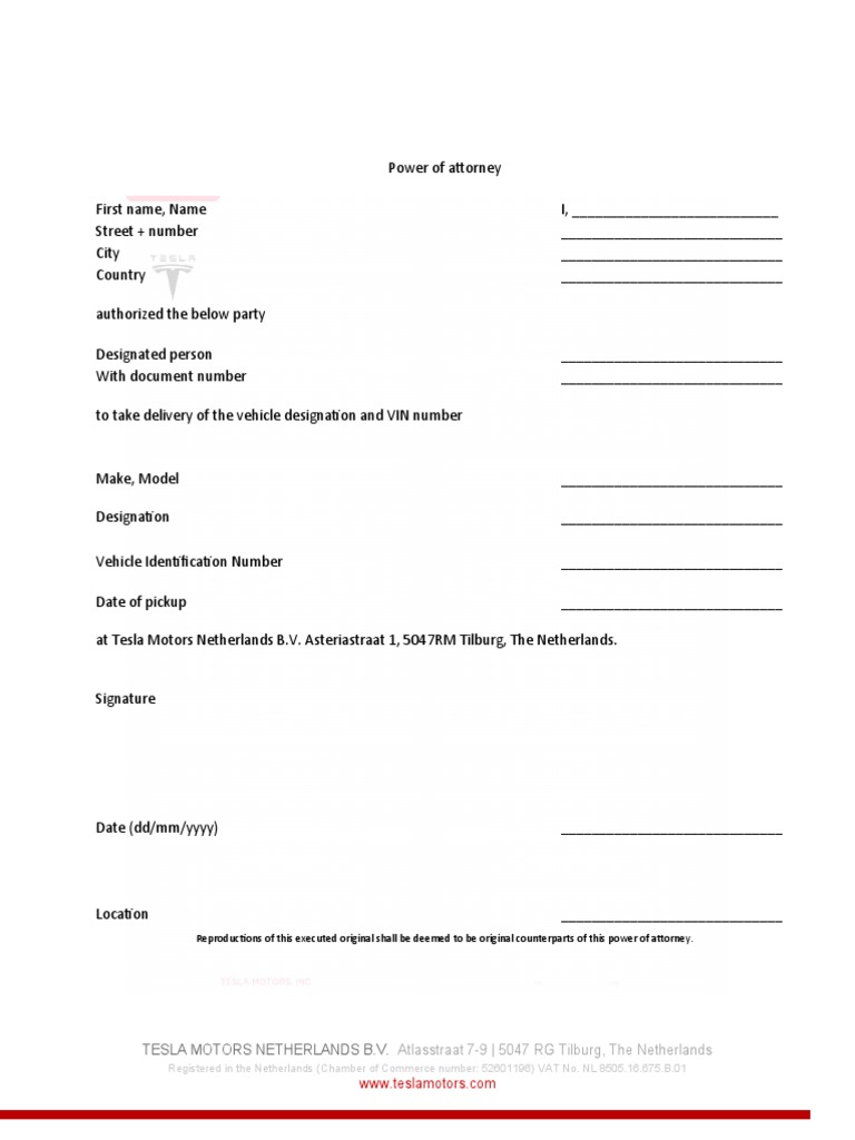 Power of Attorney Tesla | PDF