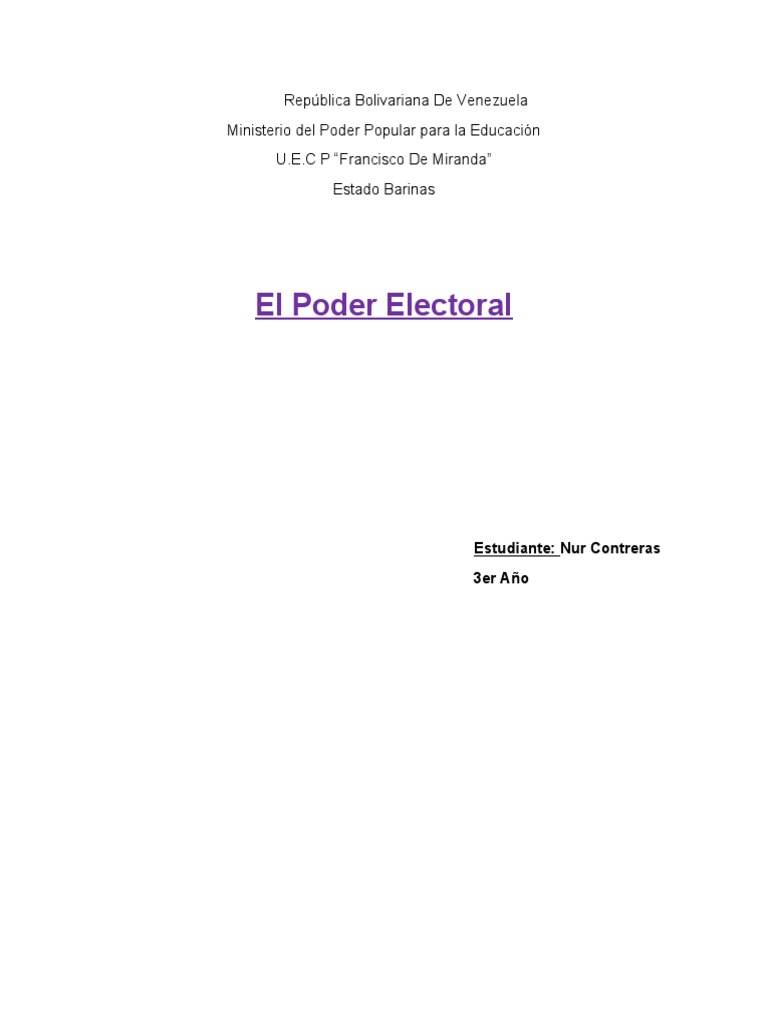 El Poder Electoral en Venezuela | PDF | Elecciones | Ideologías políticas