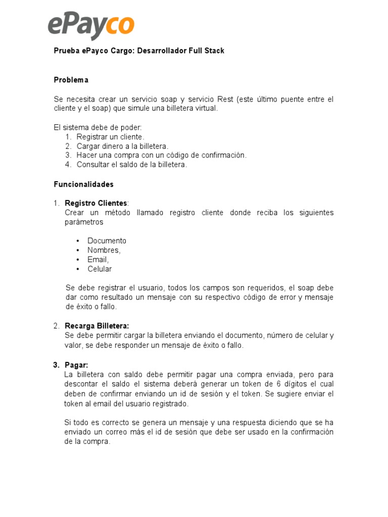 Prueba - Desarrollador - Full - Stack - Epayco - Nueva - Docx (1) (1) - 2 | PDF | Jabón ...