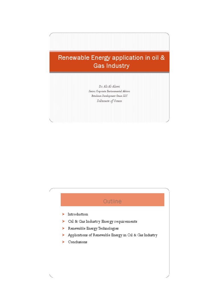 Renewable Energy in Oil & Gas Industry | PDF | Solar Power | Renewable ...