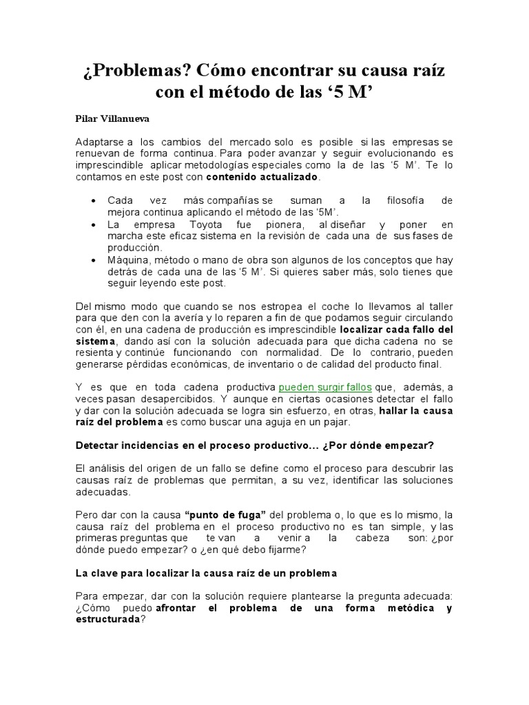Metodo de Las 5 M | PDF | Sistema | Toyota