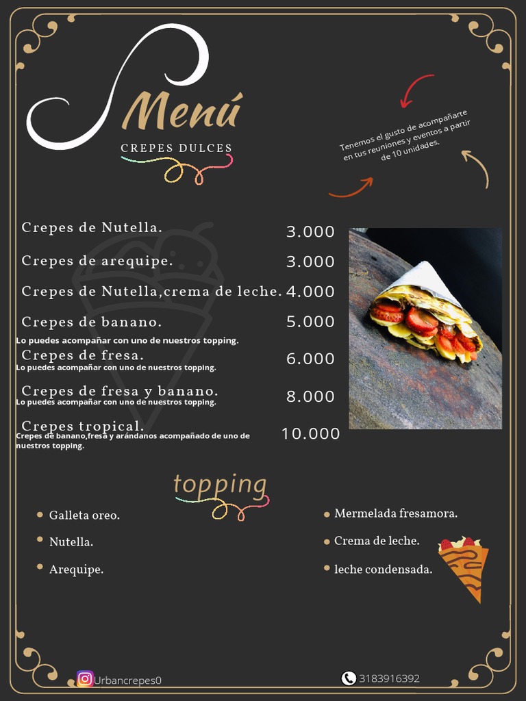 Menu de Creps | PDF | Cocina latinoamericana | Cocina de las Americas