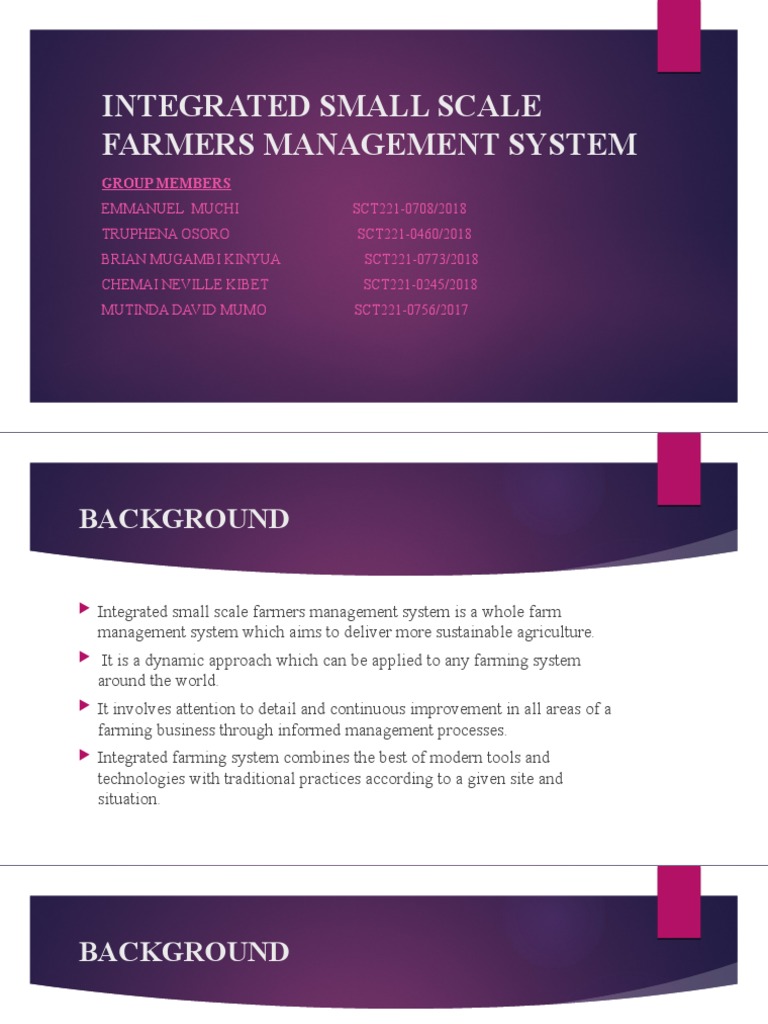 Integrated Small Scale Farmers Management System | PDF | Sampling ...