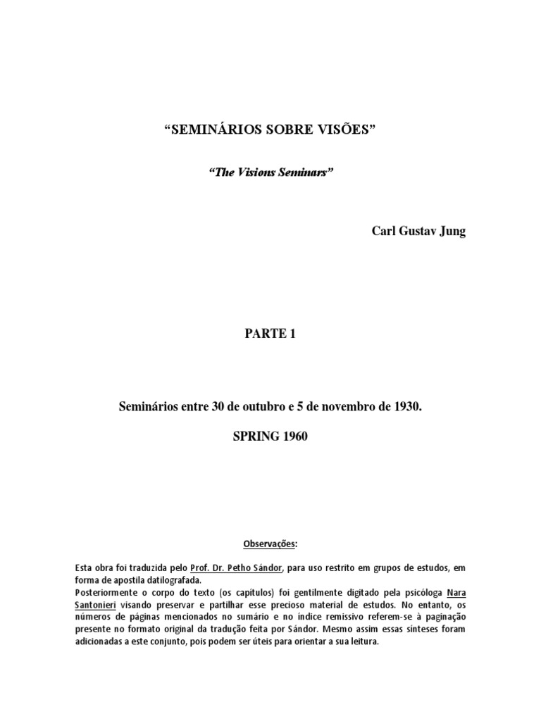 C.g.jung - Seminários Das Visões (Trad Petho Sándor) | PDF | Mente ...