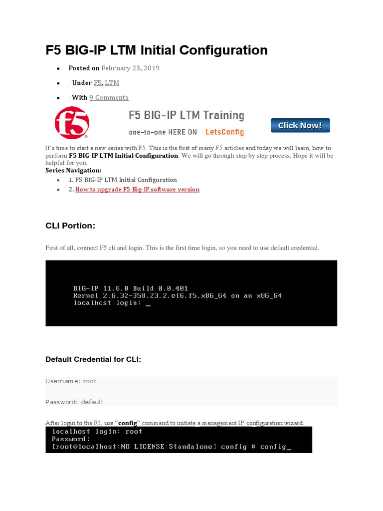 F5 BIG-IP LTM Initial Configuration Guide | PDF | Command Line ...