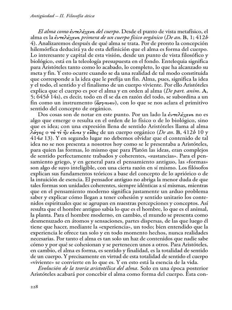 El alma como principio vital y forma del cuerpo según la filosofía de ...
