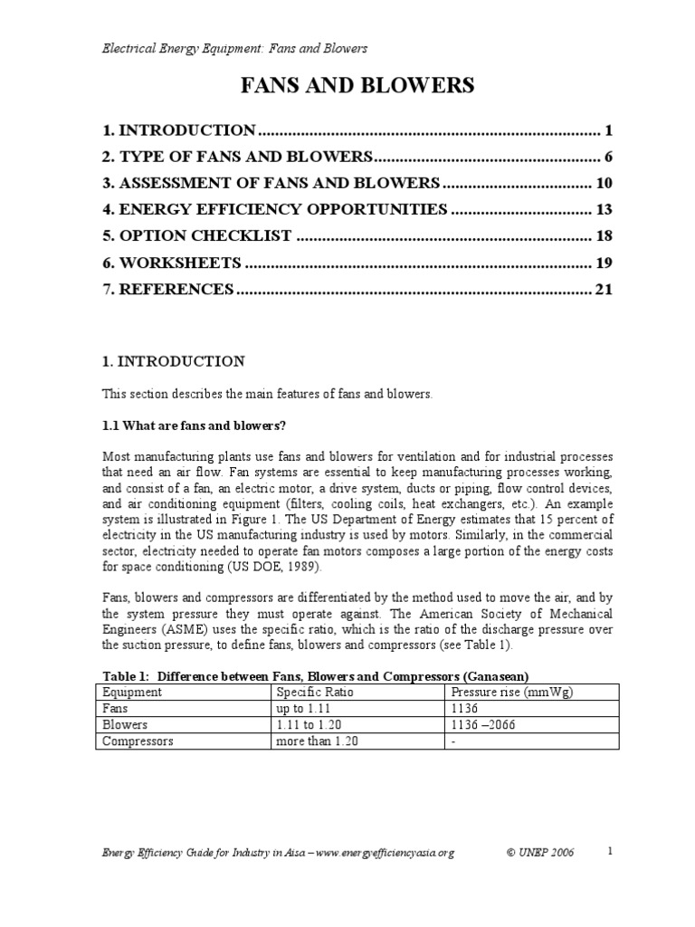 Chapter-Fans and Blowers | PDF | Technology & Engineering