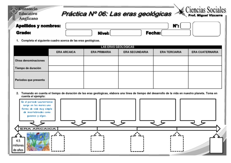 Hojas De Trabajo Sobre El Tiempo Geológico Para La Escuela Secundaria